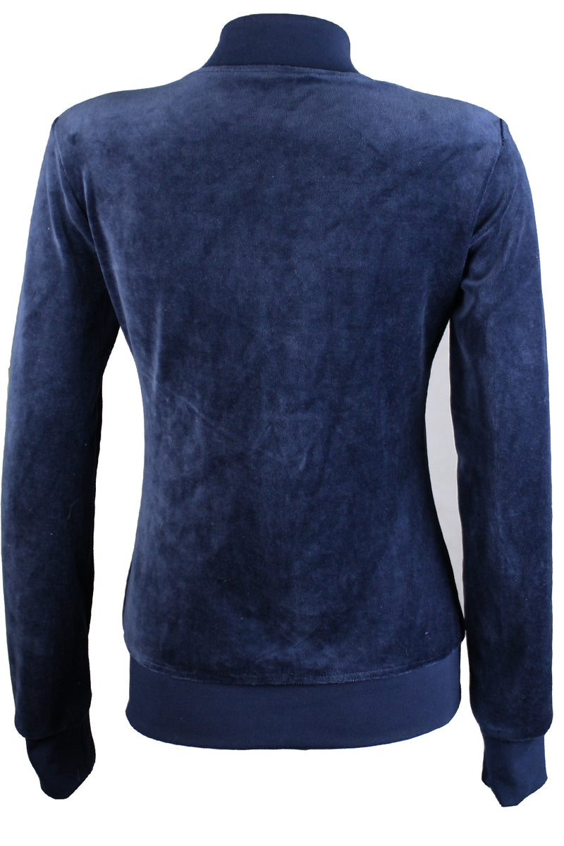 Navy Blue Velour Collar Jacket | Track Jacket | Sweatsedo